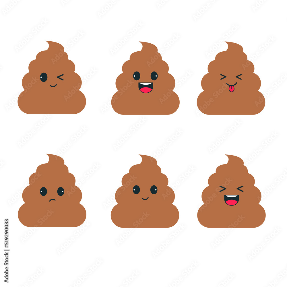 Cute happy smiling poop Kawaii character. Vector illustration Stock ...