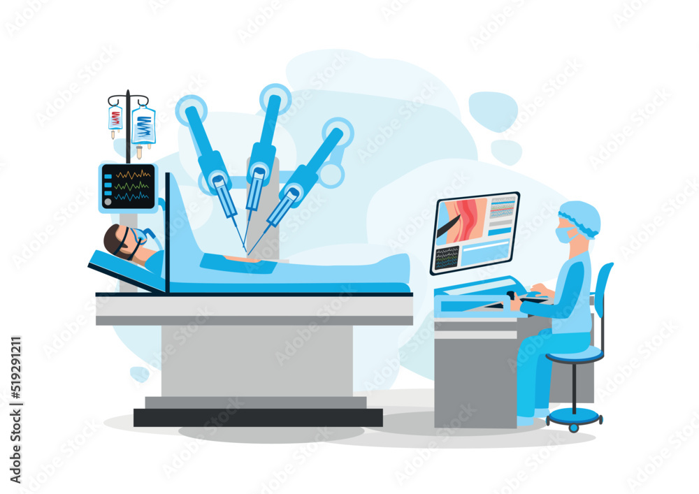 Modern operating room. Robotic Surgery. Medical equipment for surgical ...