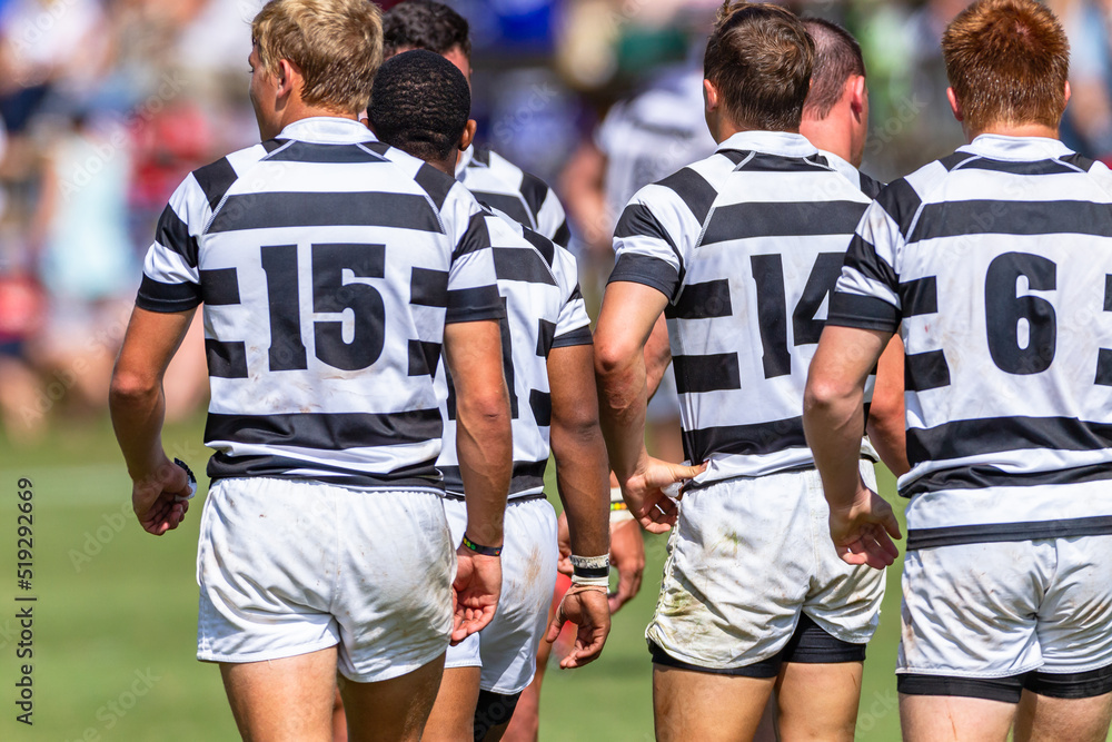 Rugby Game Players Close-Up Rear Behind Team Sport Stock Photo | Adobe ...
