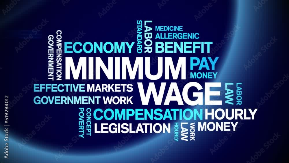 Minimum Wage Animated tag word cloud;text design animation kinetic ...
