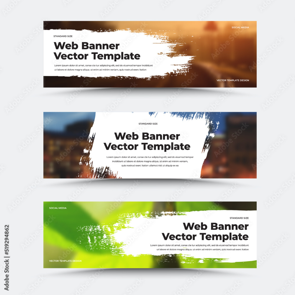 EPS vector banner template, design with white brush stroke in the ...