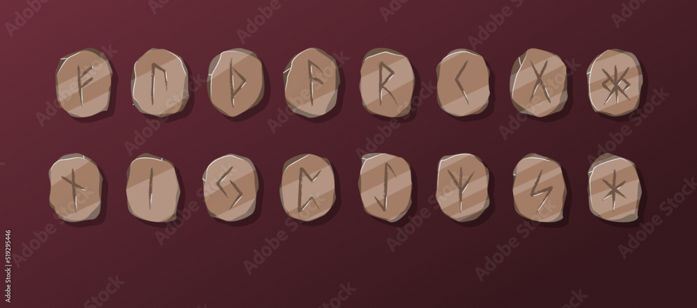 Vector stone runes set. Writing ancient Germans and Scandinavians ...