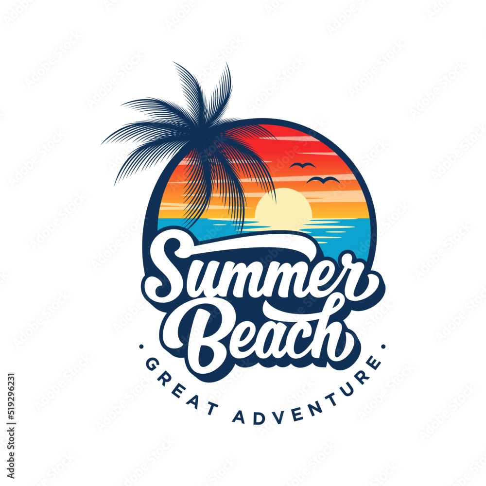 summer beach logo vector illustration Stock Vector | Adobe Stock