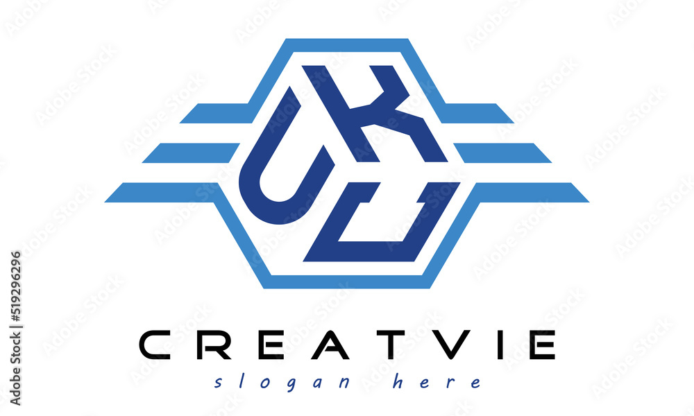 UKC three letter geometrical wings logo design vector template ...