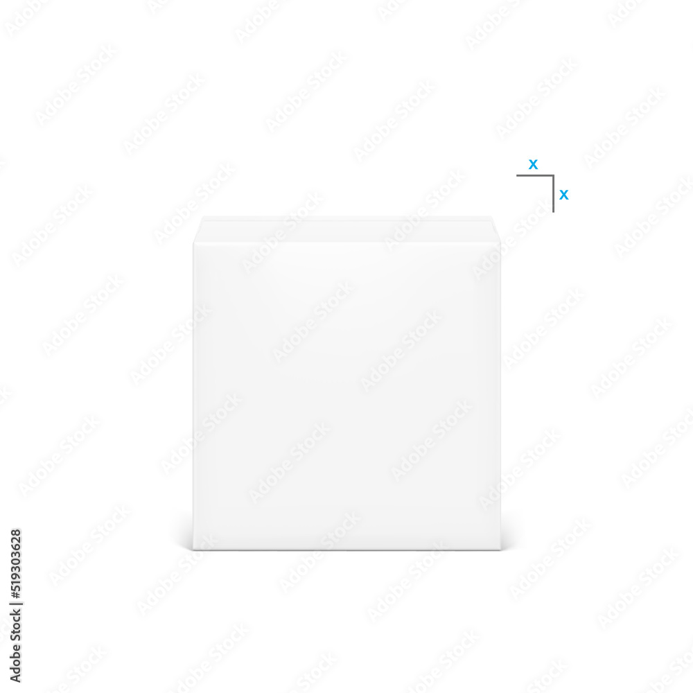 Realistic cube cardboard box mockup. Perspective view. Vector ...
