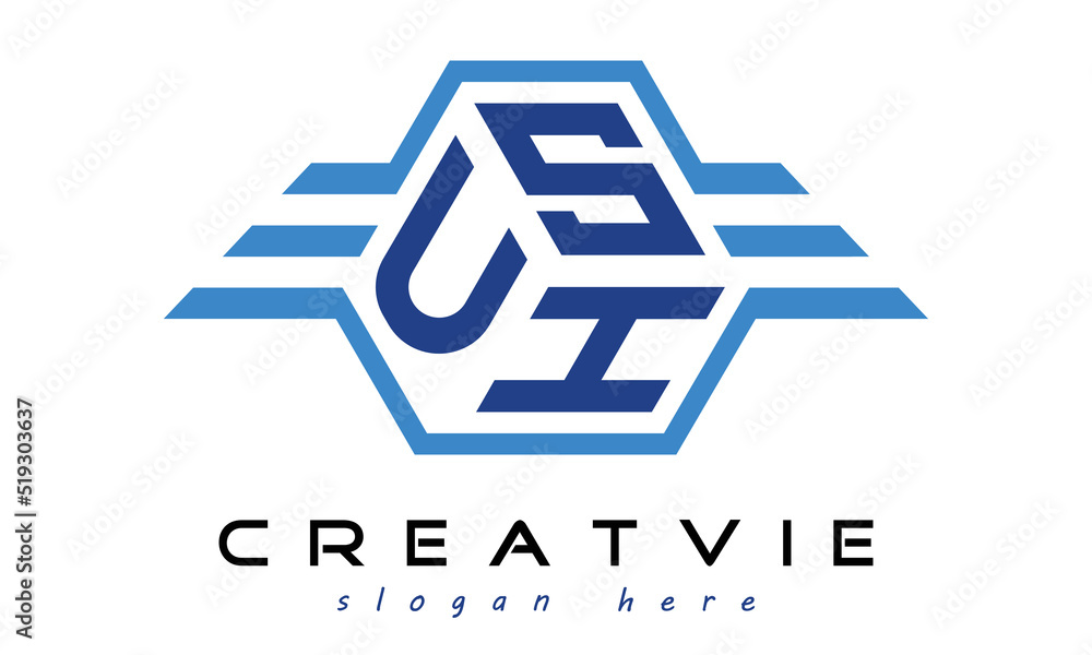 USH three letter geometrical wings logo design vector template ...
