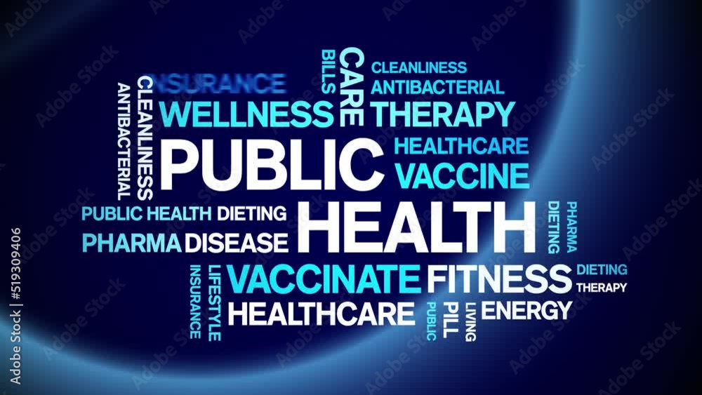 Public Health animated tag word cloud;text design animation kinetic ...