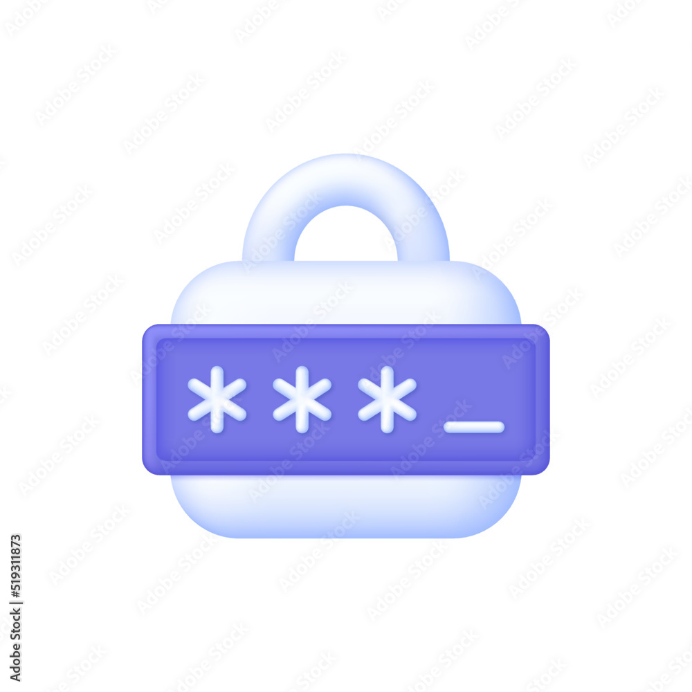 3D Pin code password protection concept. Cyber security to Protect ...