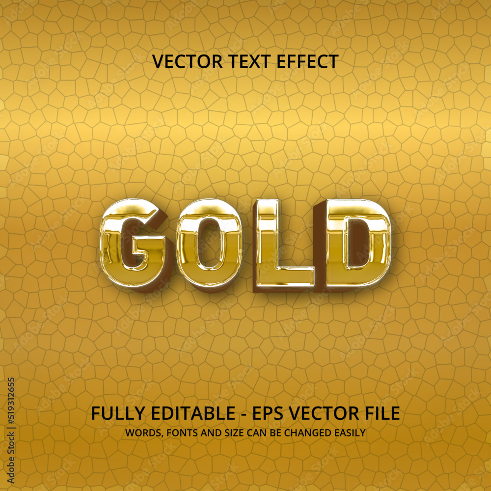 Gold 3d text effect and editable text effect Stock Vector | Adobe Stock
