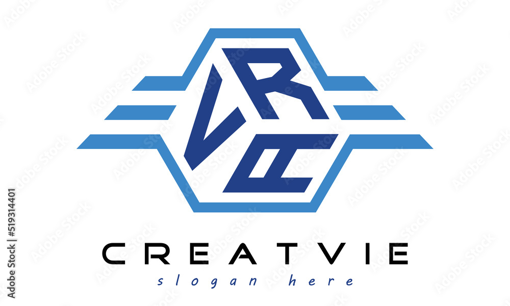 VRA three letter geometrical wings logo design vector template ...
