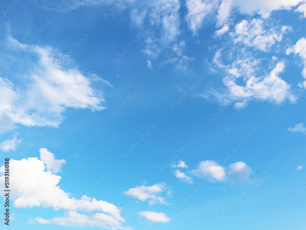 Clean blue sky and white clouds sky background with space for ...