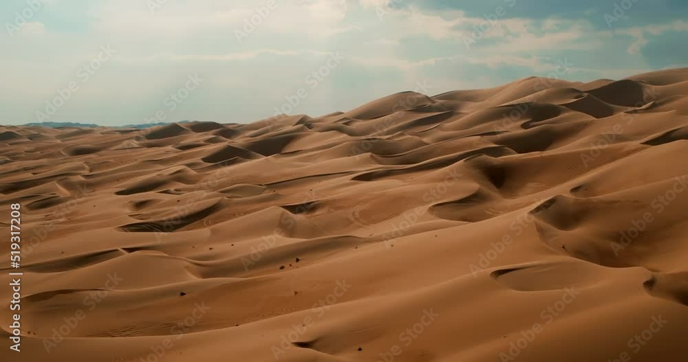 Beautiful sandy desert landscape. Airplane flight over the desert is ...