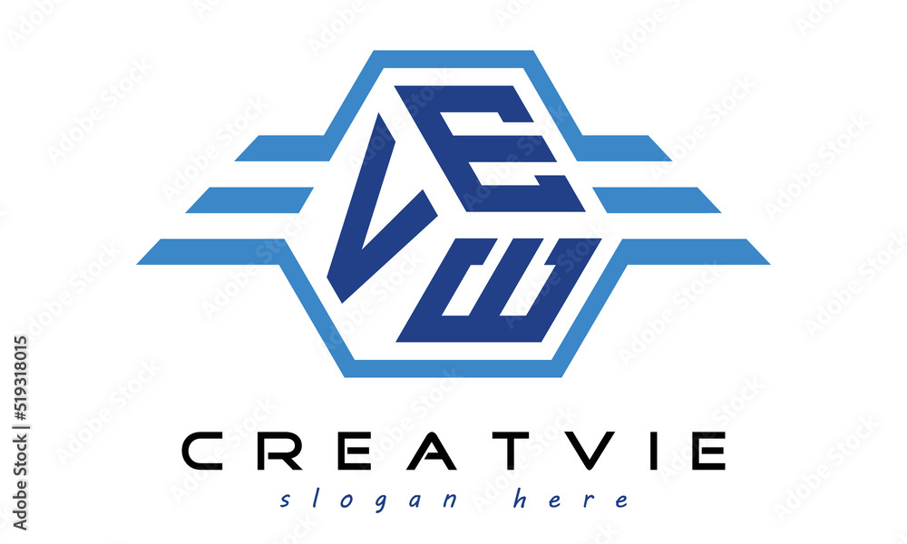 VEE three letter geometrical wings logo design vector template ...