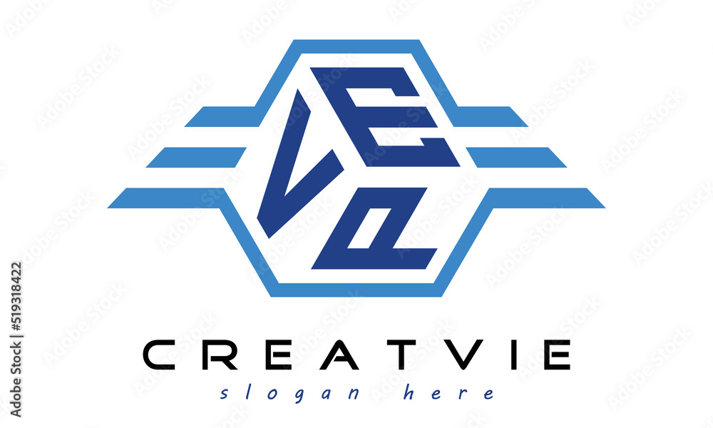 VEP three letter geometrical wings logo design vector template ...