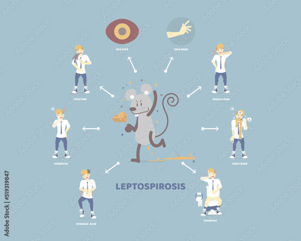 symptoms of leptospirosis, people having diarrhea, headache, vomiting ...