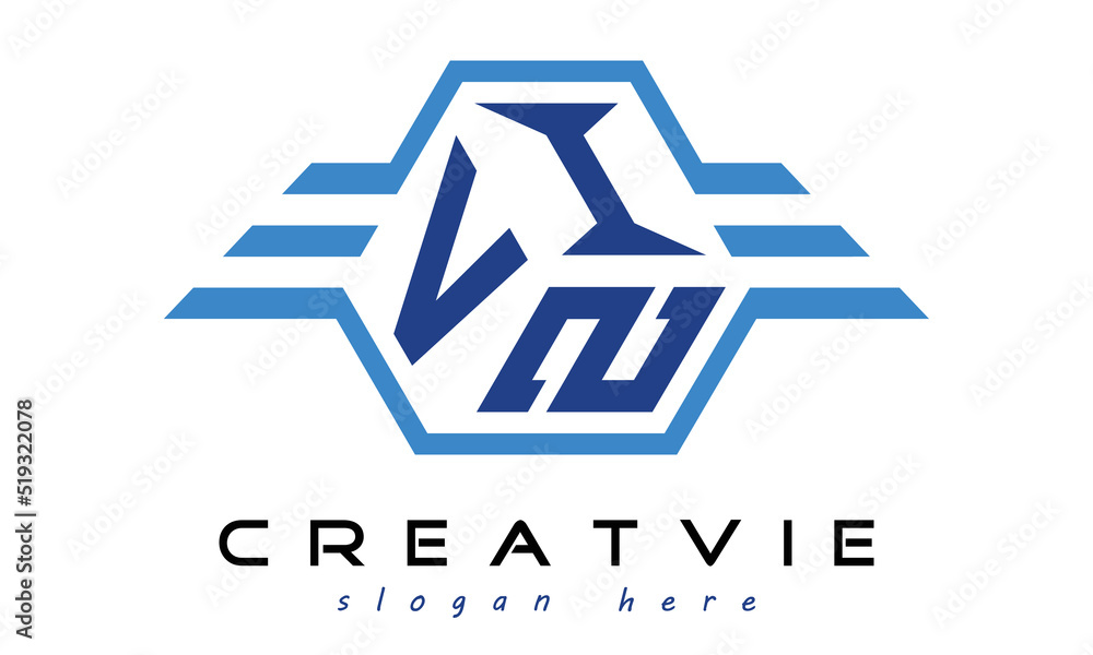 VIZ three letter geometrical wings logo design vector template ...