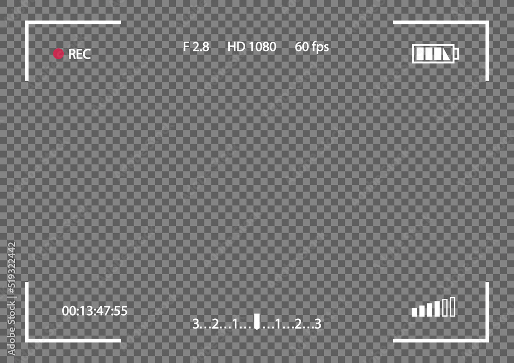 Vector record frame camera template isolated on transparent background ...