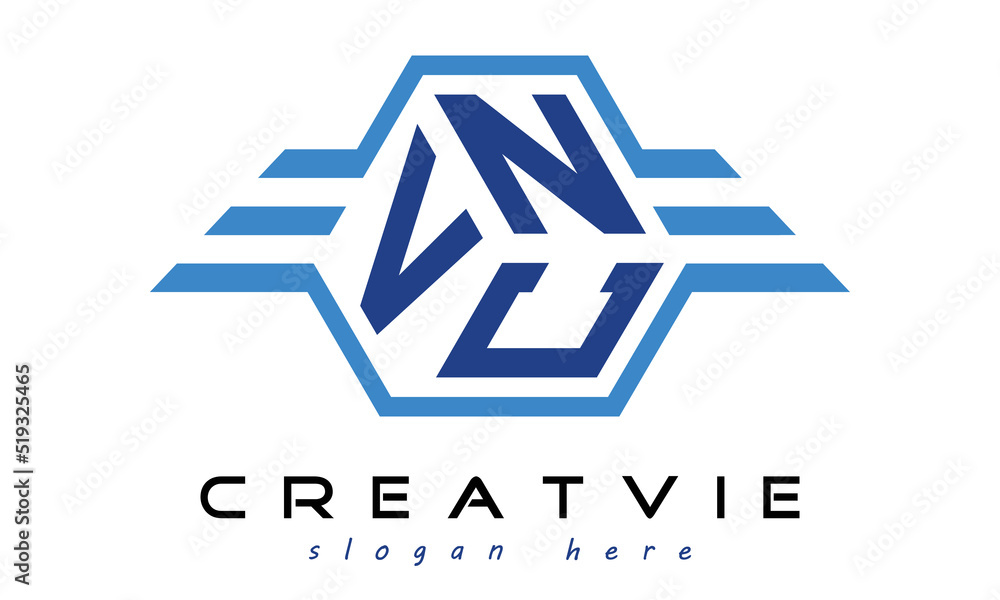 VNC three letter geometrical wings logo design vector template ...