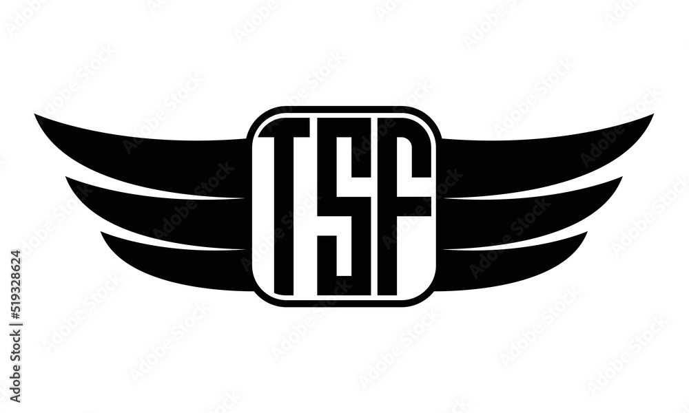 TSF three Letter wing minimalist creative concept icon eagle symbol ...