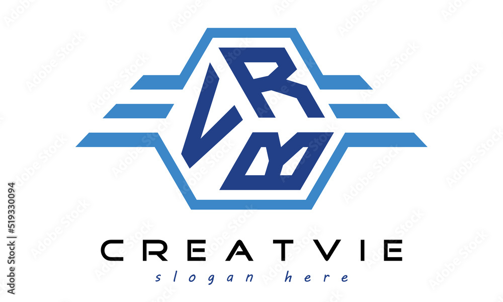 VRB three letter geometrical wings logo design vector template ...