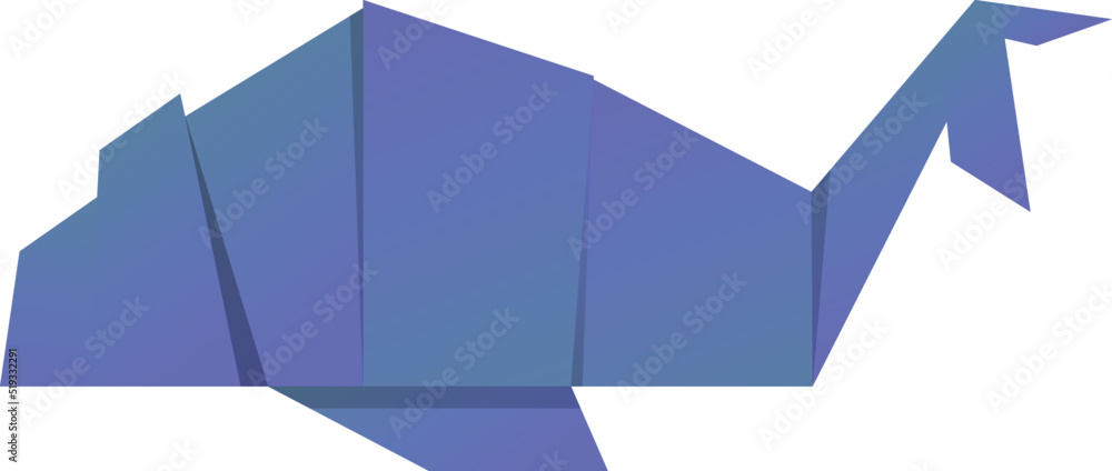 Origami sea whale icon cartoon vector. Paper animal. Polygon art Stock ...
