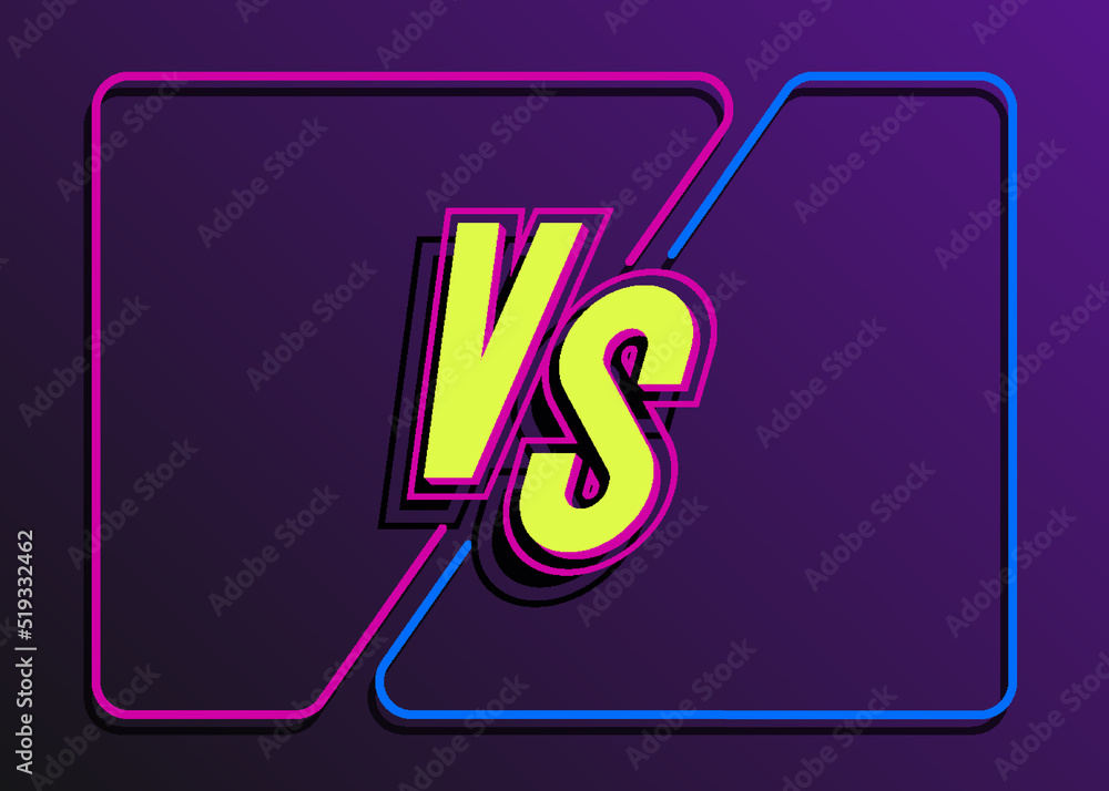 Versus banner with frame and vs sign neon style isolated on transparent ...