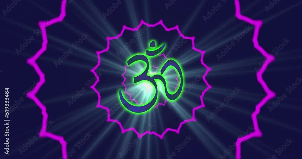 Looped animation of enlightenment with multi-colored energy of chakra ...