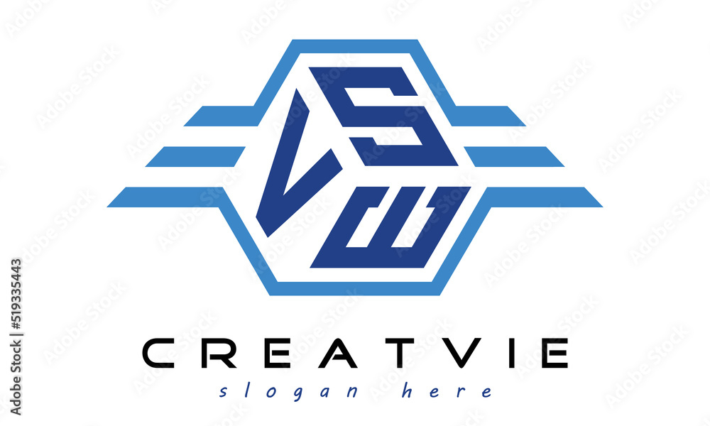VSE three letter geometrical wings logo design vector template ...