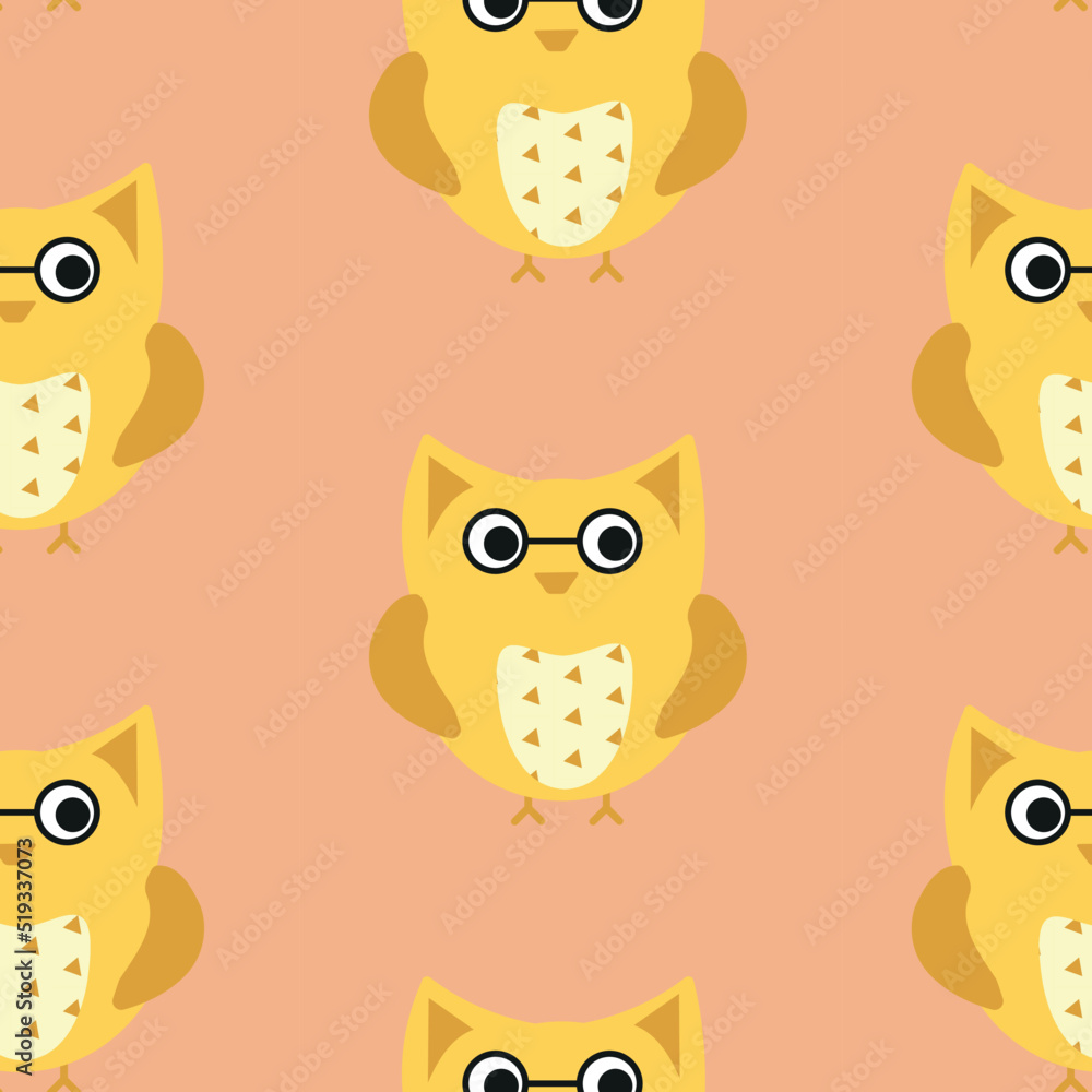 Cute colourful owl faces seamless pattern for childish design of ...