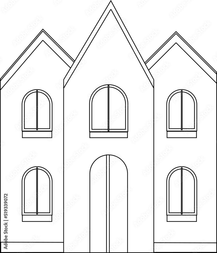 Vector coloring house. A simple drawing of a house for coloring. Two ...