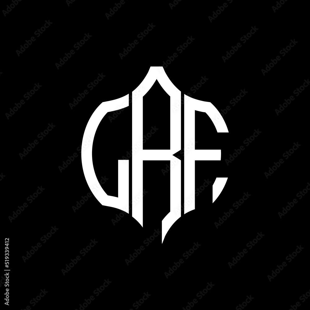 GRF letter logo. GRF best black background vector image. GRF Monogram ...