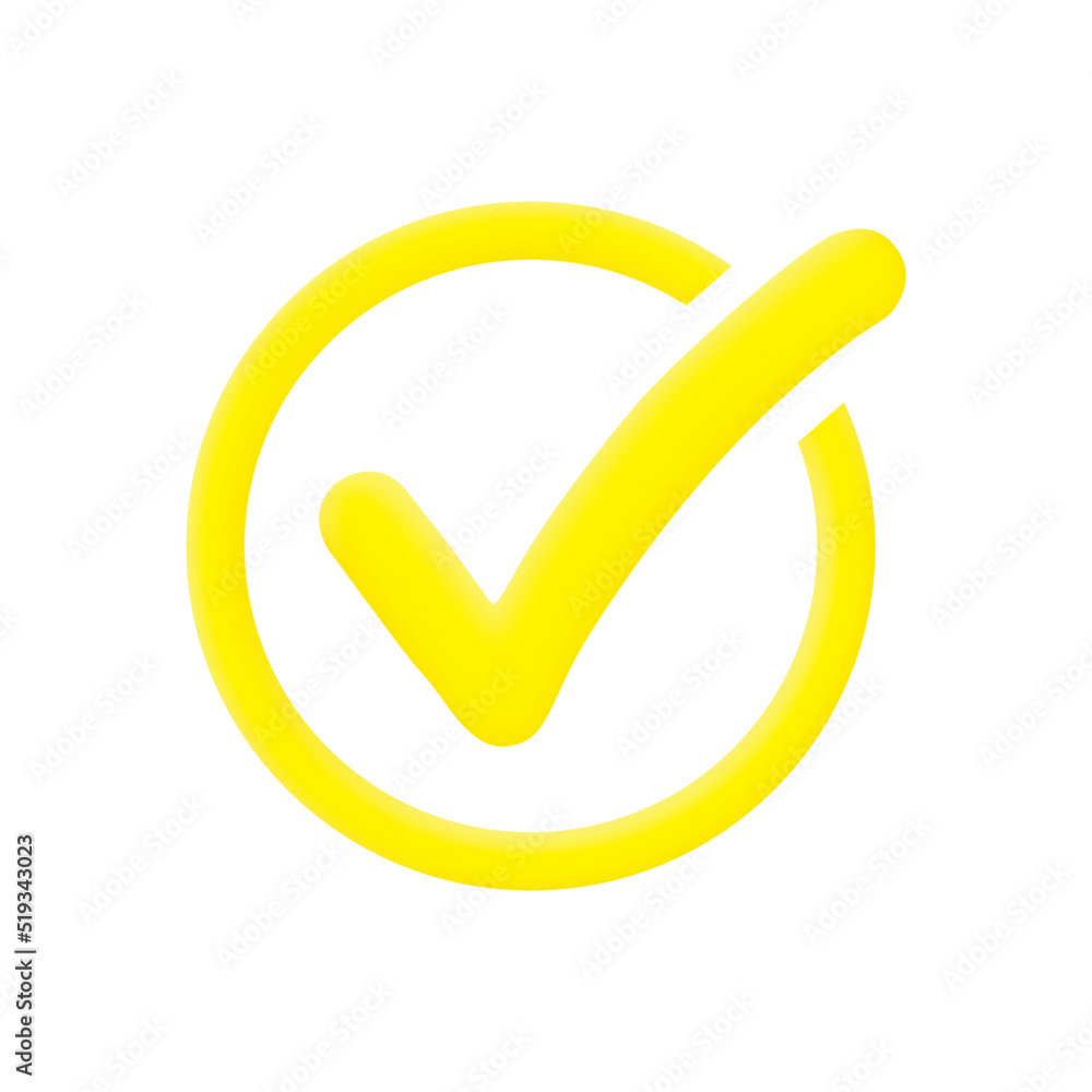 yellow check mark right sign icon Stock Vector | Adobe Stock