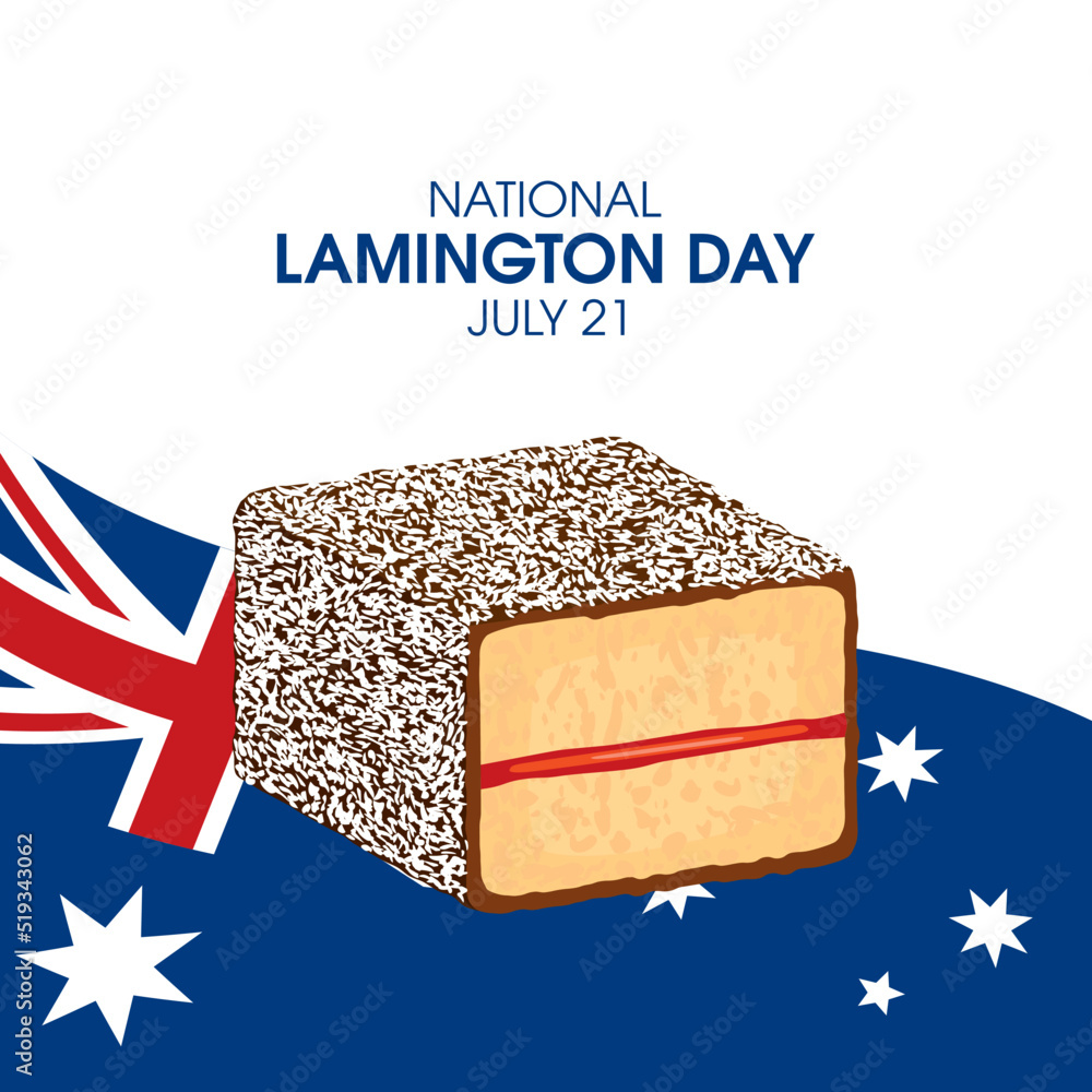 National Lamington Day vector. Lamington sponge cake with australian ...
