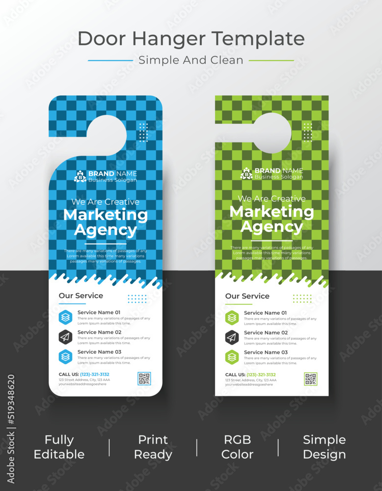 Creative Marketing Door Tag Or Door Hanger Design Stock Vector | Adobe ...