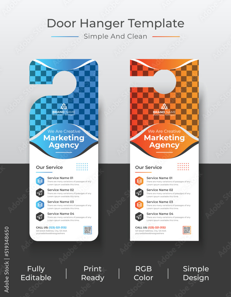 Corporate Door Hanger, Modern Door Template, Hotel door Tag Design ...