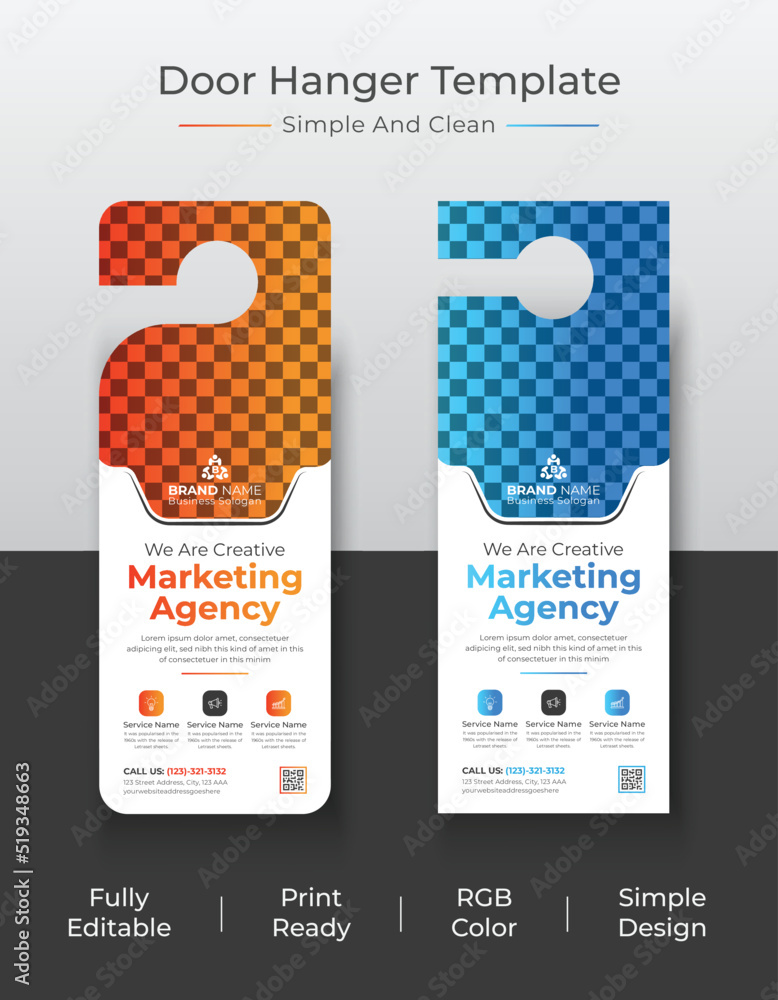 Corporate Door Hanger, Modern Door Template, Hotel door Tag Design ...