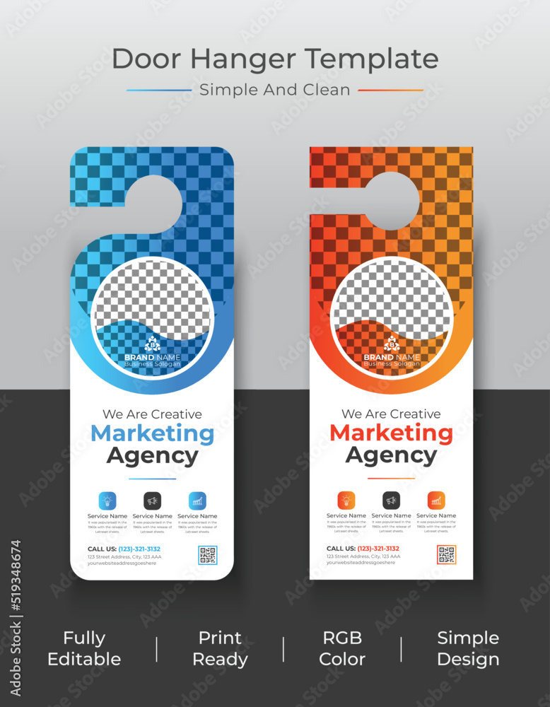 Corporate Door Hanger, Modern Door Template, Hotel door Tag Design ...