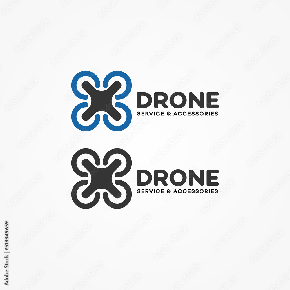 Set of drone and quadrocopter logo isolated on white background. Set of ...