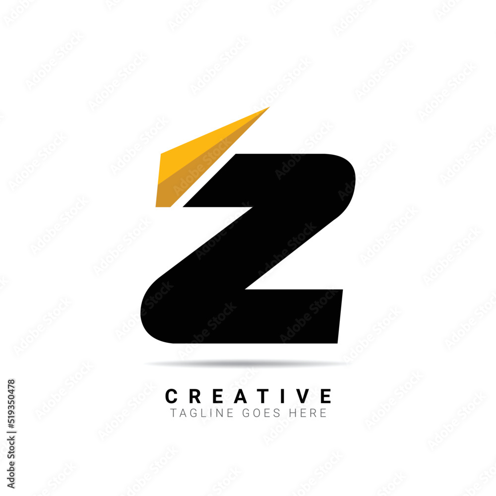 Initial Z logo letter alphabet with a paper airplane. Creative Z letter ...