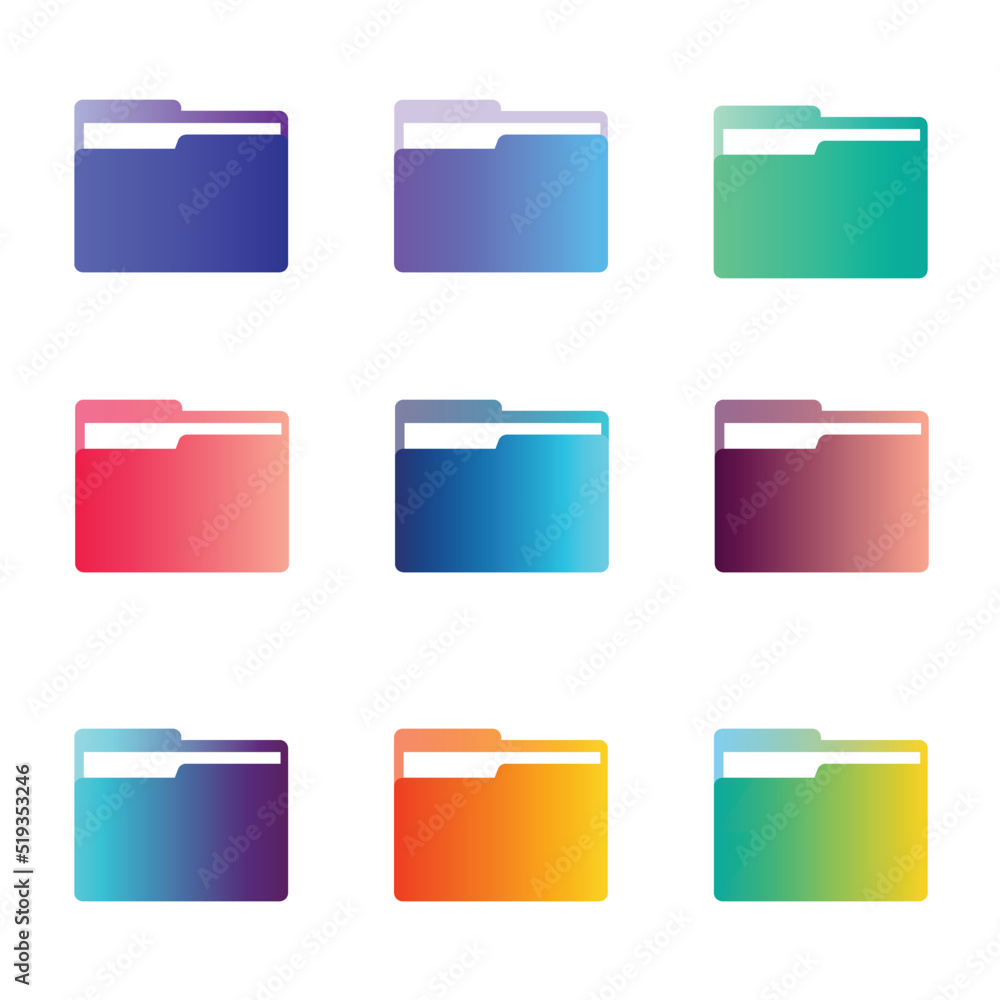 Folder icons set. All type of document, file formats vector ...