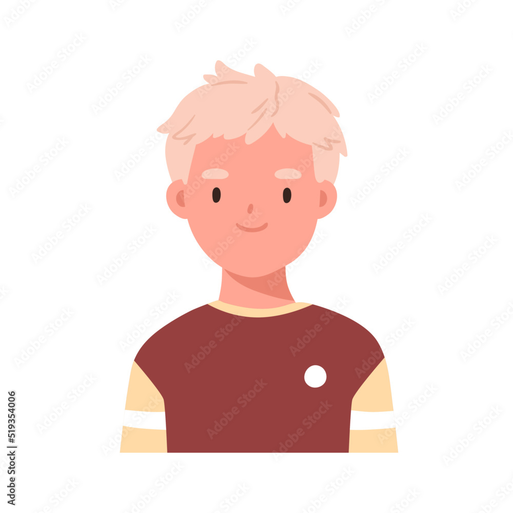 Cute boy head portrait. Positive child face avatar. Happy smiling ...