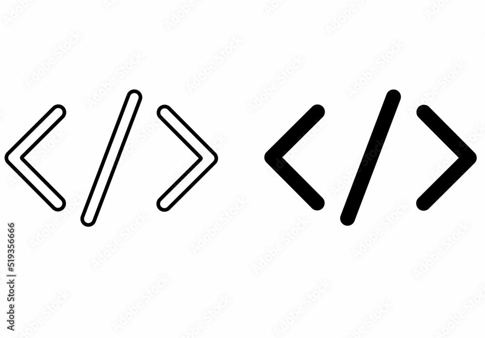 Code Icon Set Isolated On White Ding Sign Stock Vector Adobe Stock