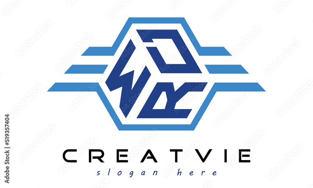 WDR three letter geometrical wings logo design vector template ...