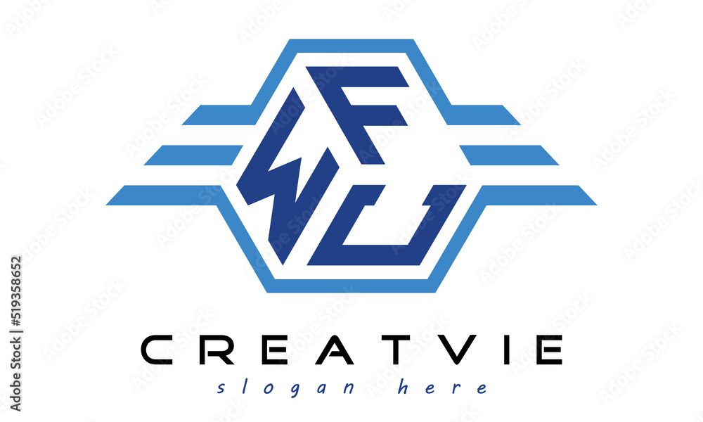 WFC three letter geometrical wings logo design vector template ...