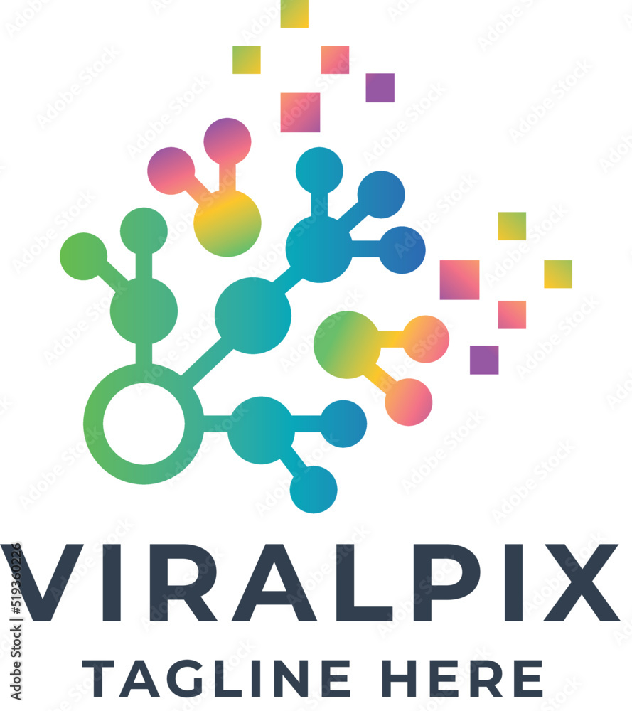 Pixel Viral Logo Stock Vector | Adobe Stock
