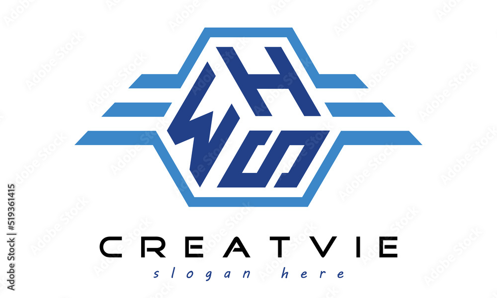 WHS three letter geometrical wings logo design vector template ...