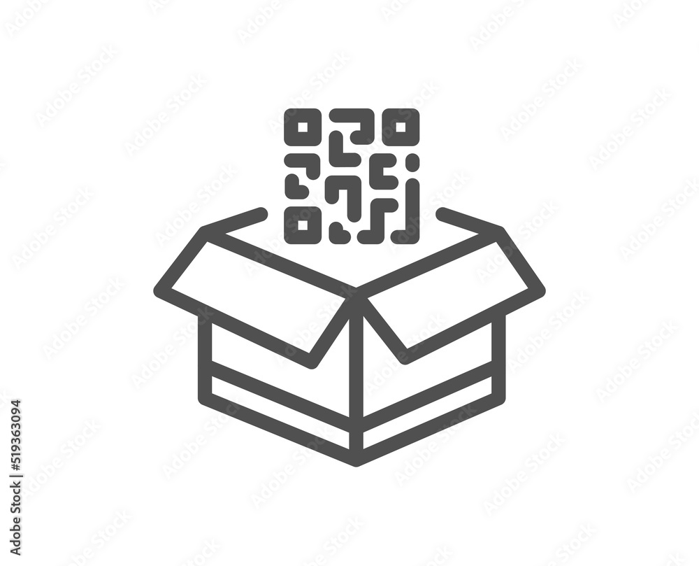 Qr code line icon. Scan barcode sign. Check delivery symbol. Quality ...