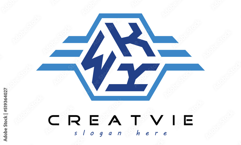 WKK three letter geometrical wings logo design vector template ...
