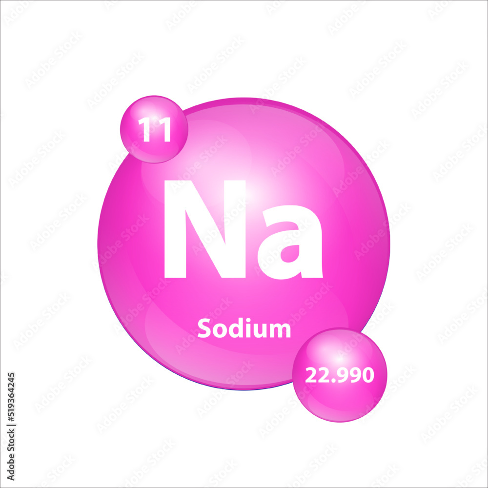 Sodium, Natrium (Na) icon structure chemical element round shape circle ...