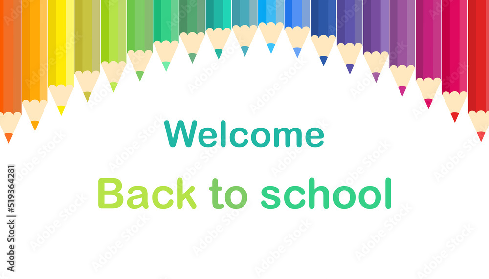 Welcome back to school background with colored pencils concept of ...